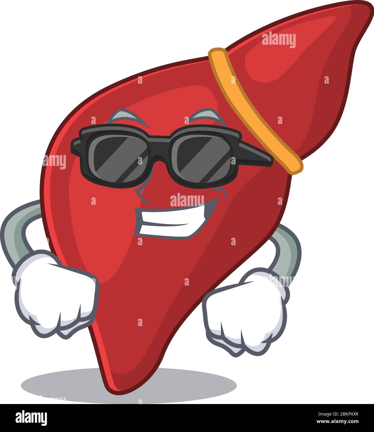 Cool healthy human liver cartoon character wearing expensive black ...
