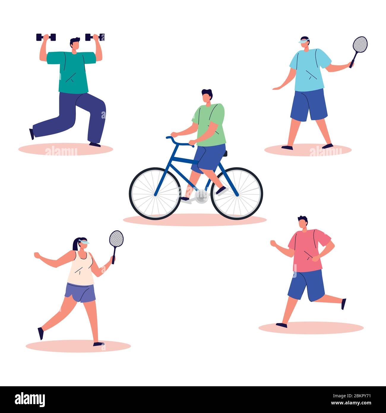 group people practicing exercise avatar characters Stock Vector Image ...