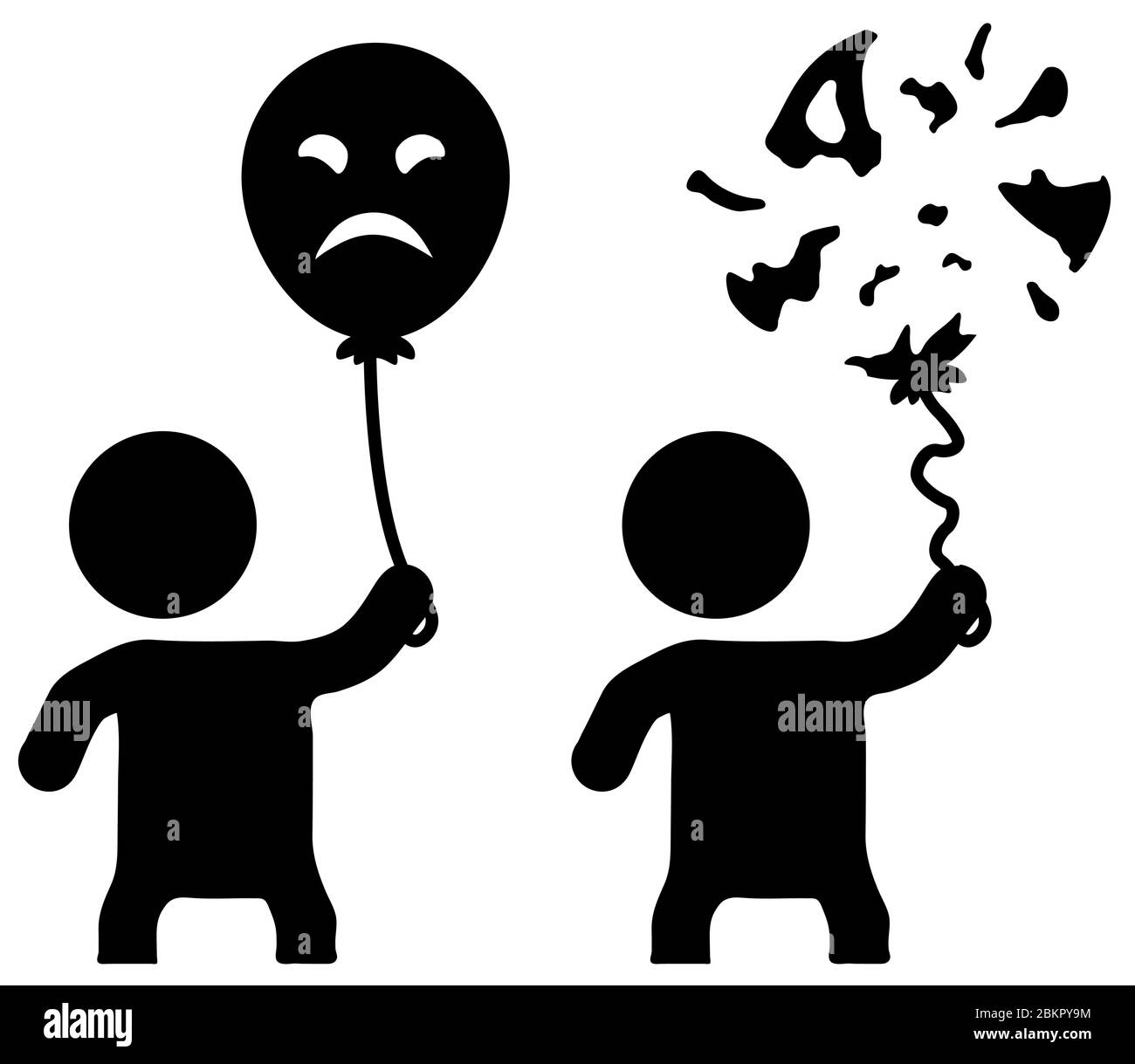 Depression Balloon Symbol Black Vector Illustration Horizontal Isolated Stock Vector Image
