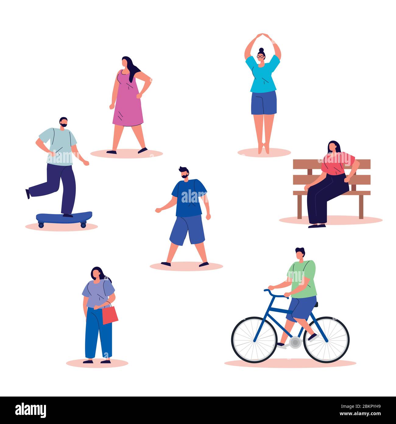 group people practicing activities avatar characters Stock Vector Image ...