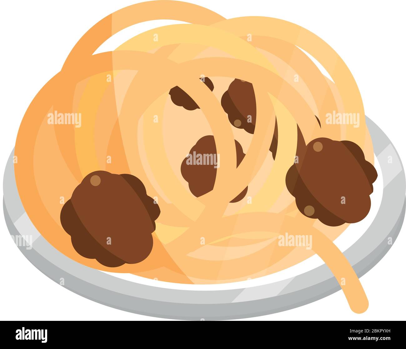 spaghetti with meatballs diet menu food vector illustration flat style ...