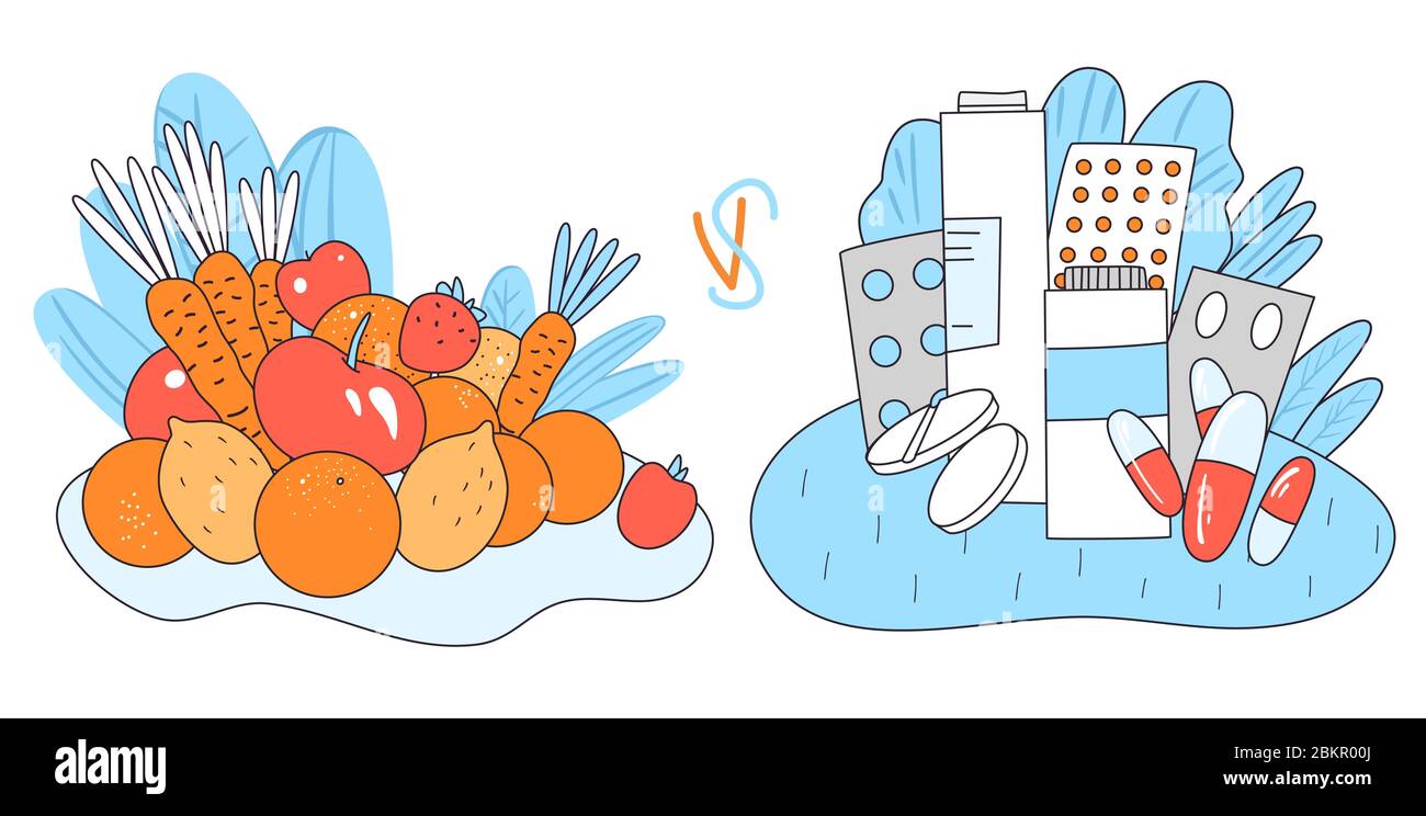 Vector concept of natural vital elements from healthy food - vegetables ...