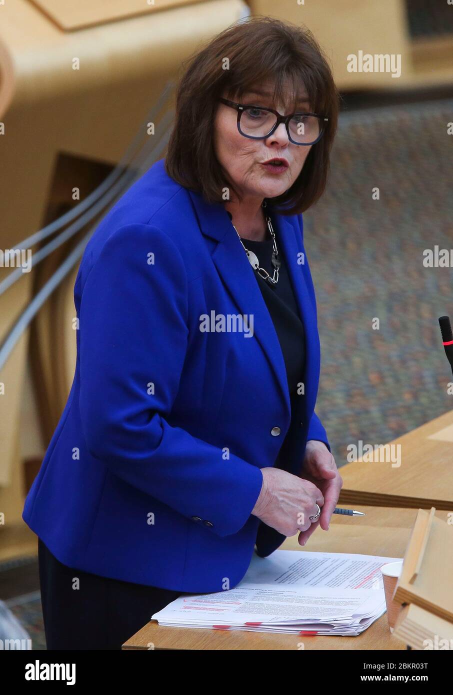 Jeane Freeman MSP Health Secretary speaking during topical questions at ...