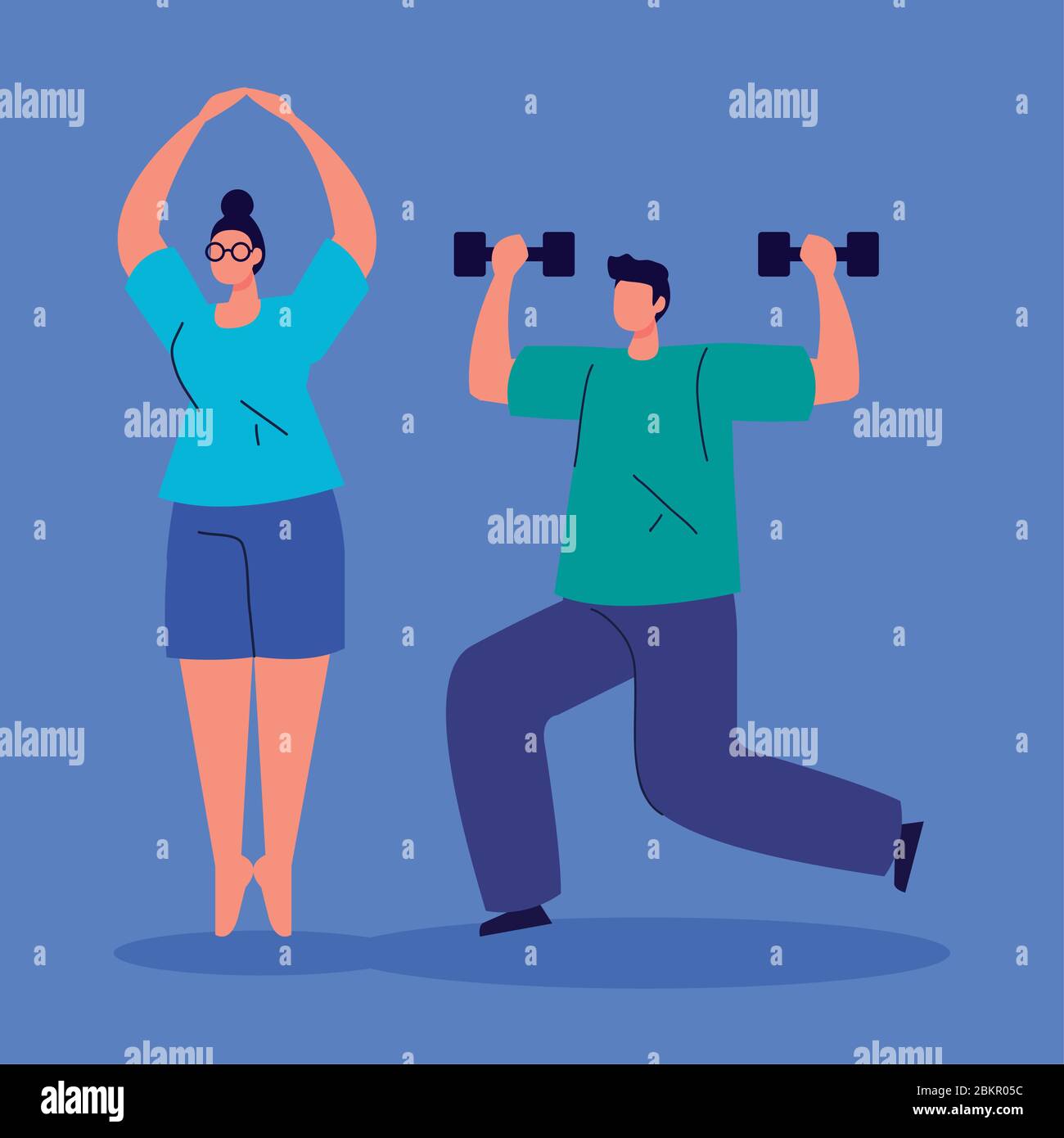 couple practicing exercise avatar character Stock Vector Image & Art ...
