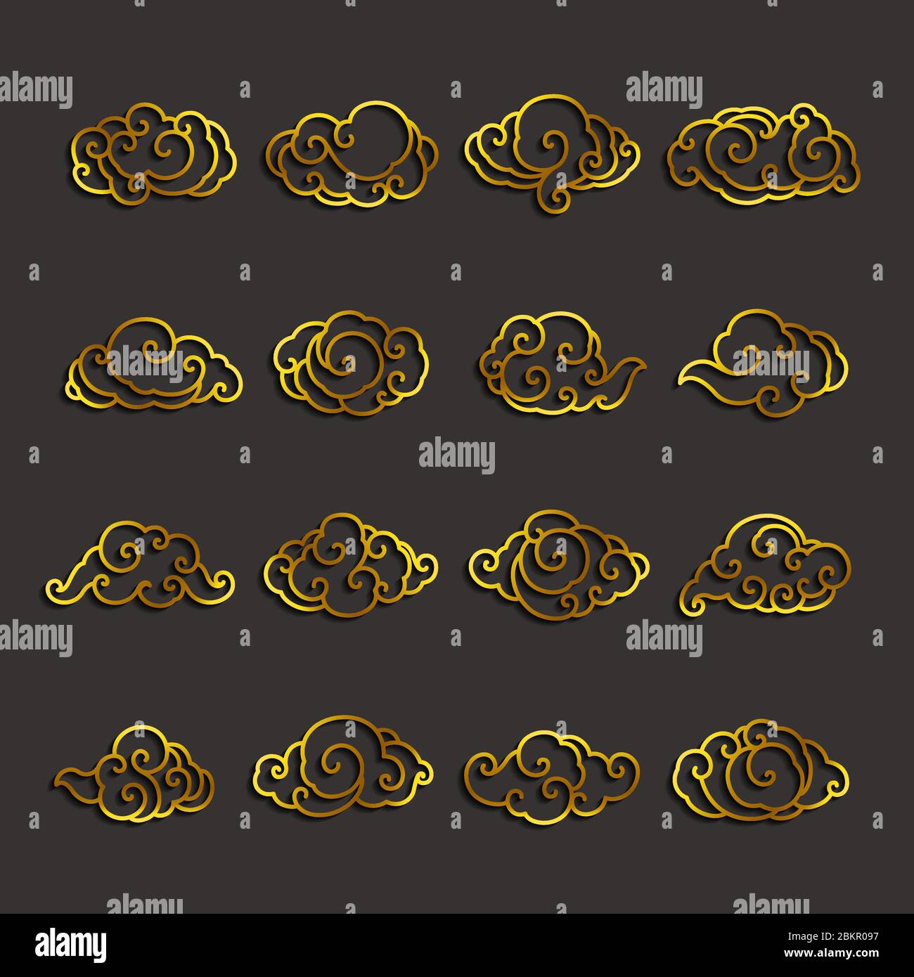 Set of golden clouds single line stroke vector Stock Vector Image & Art ...