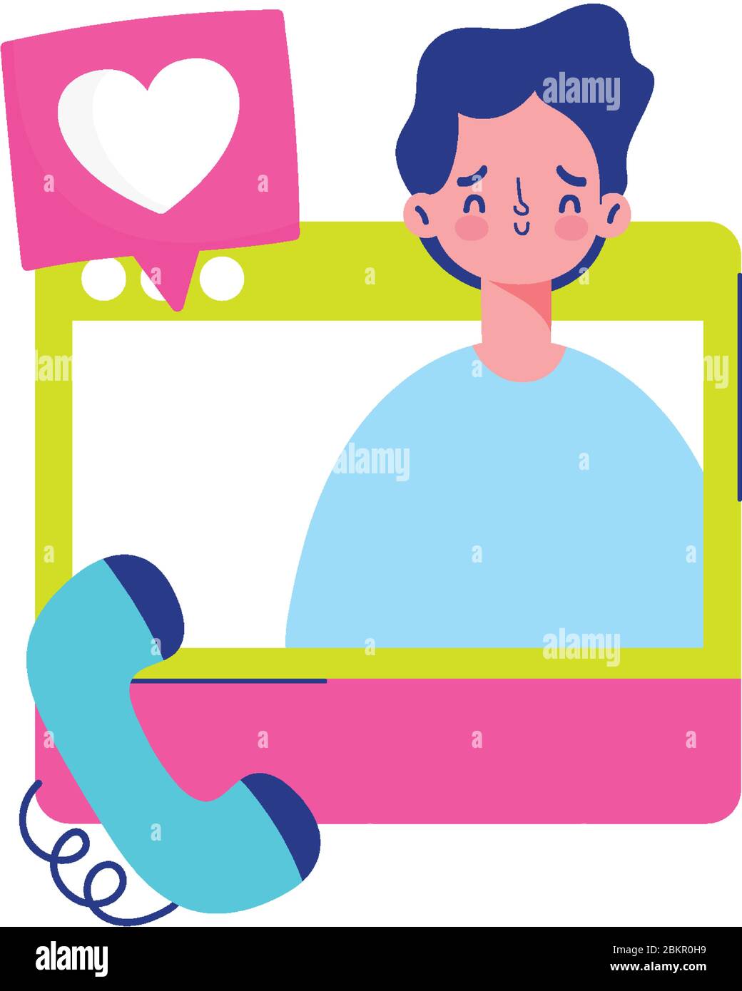 young man website video call love romantic message vector illustration ...
