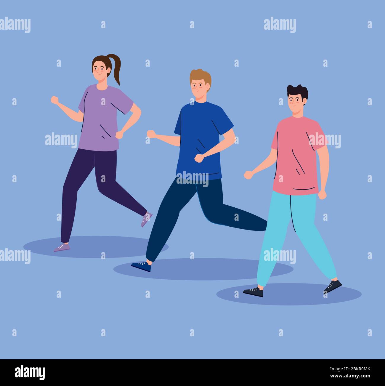 young people running avatar character icons Stock Vector Image & Art ...
