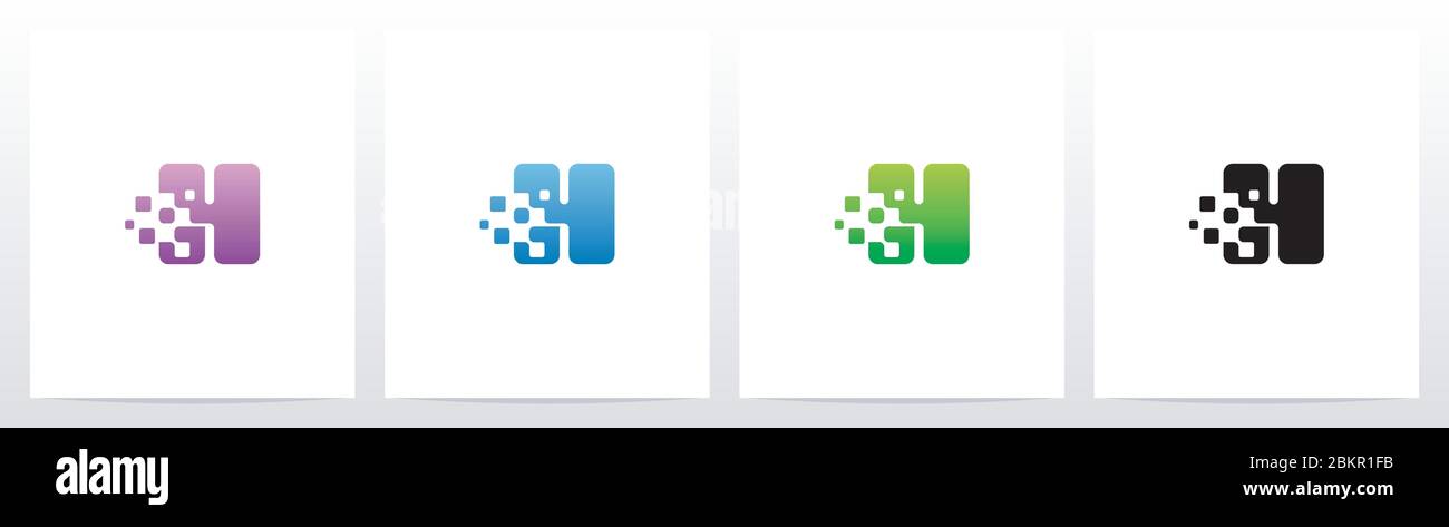 Rounded Edge Pixel Eroded Letter Logo Design H Stock Vector Image & Art ...