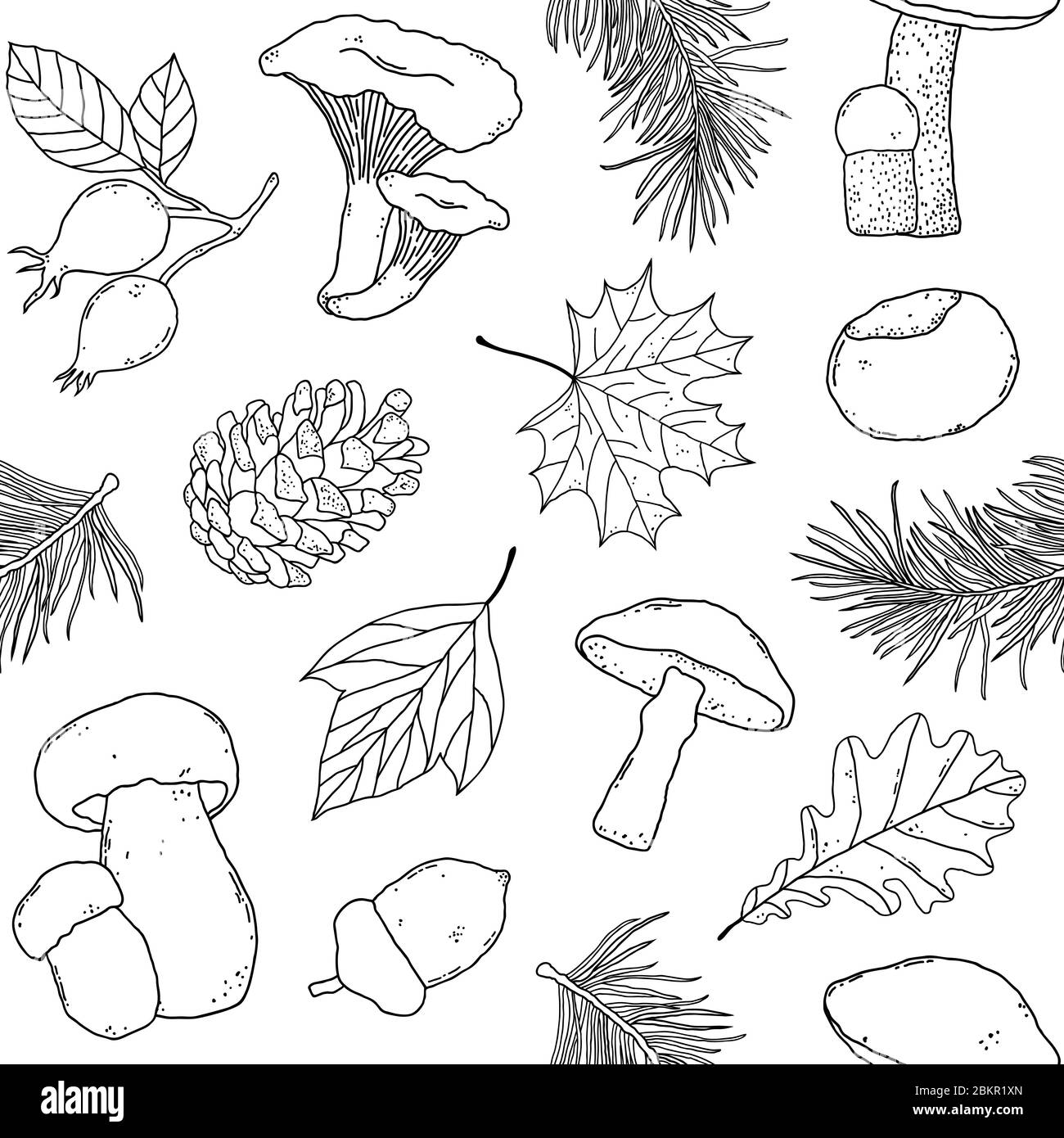 pattern with forest items Stock Vector Image & Art - Alamy