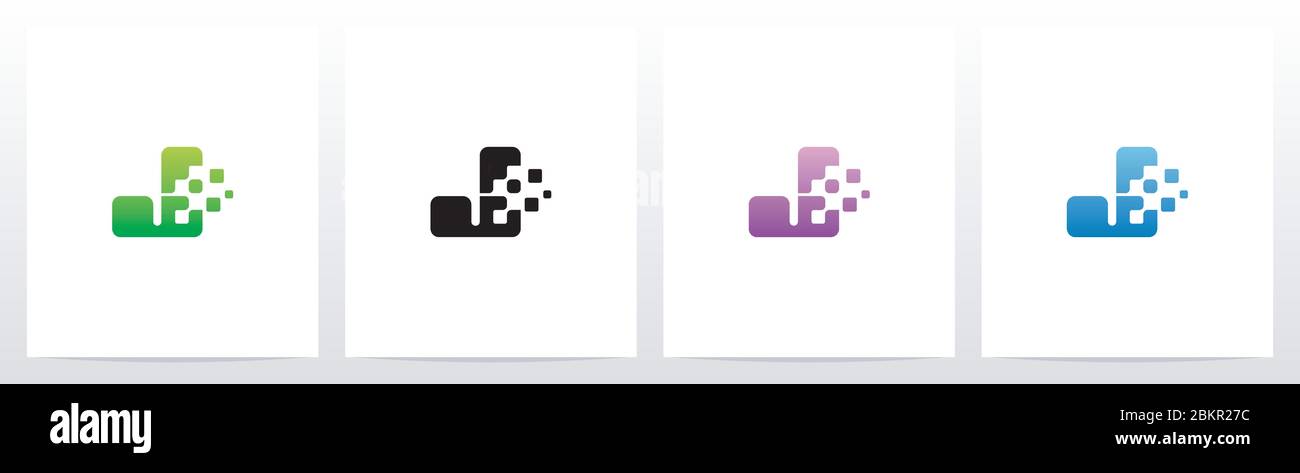 Rounded Edge Pixel Eroded Letter Logo Design J Stock Vector Image & Art ...