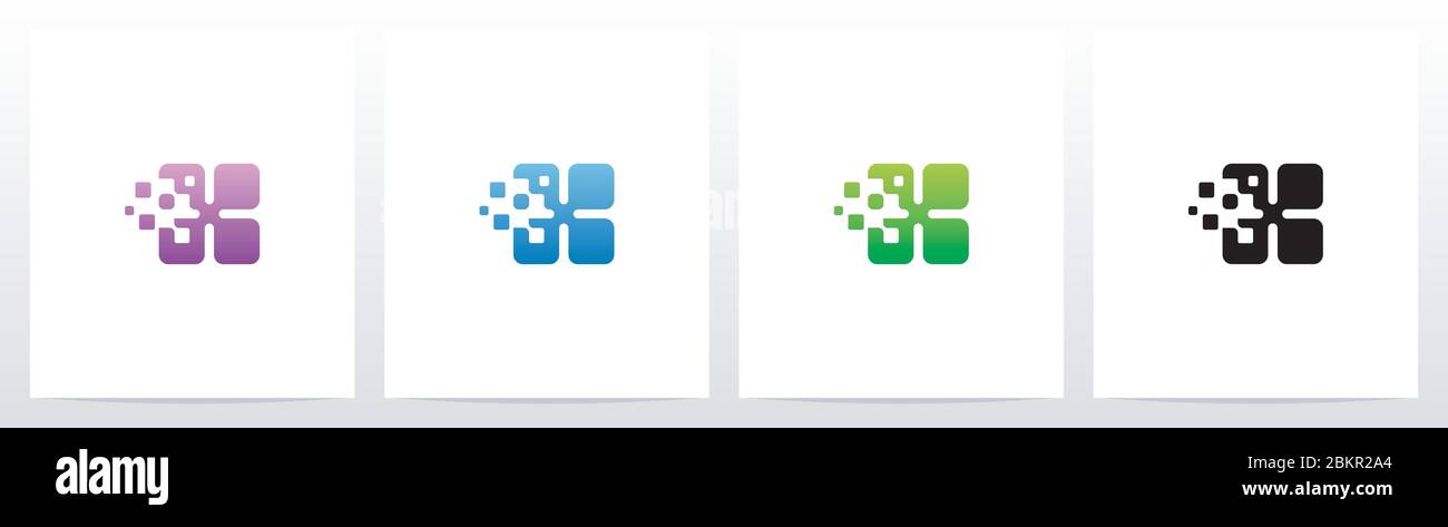 Rounded Edge Pixel Eroded Letter Logo Design X Stock Vector Image & Art ...