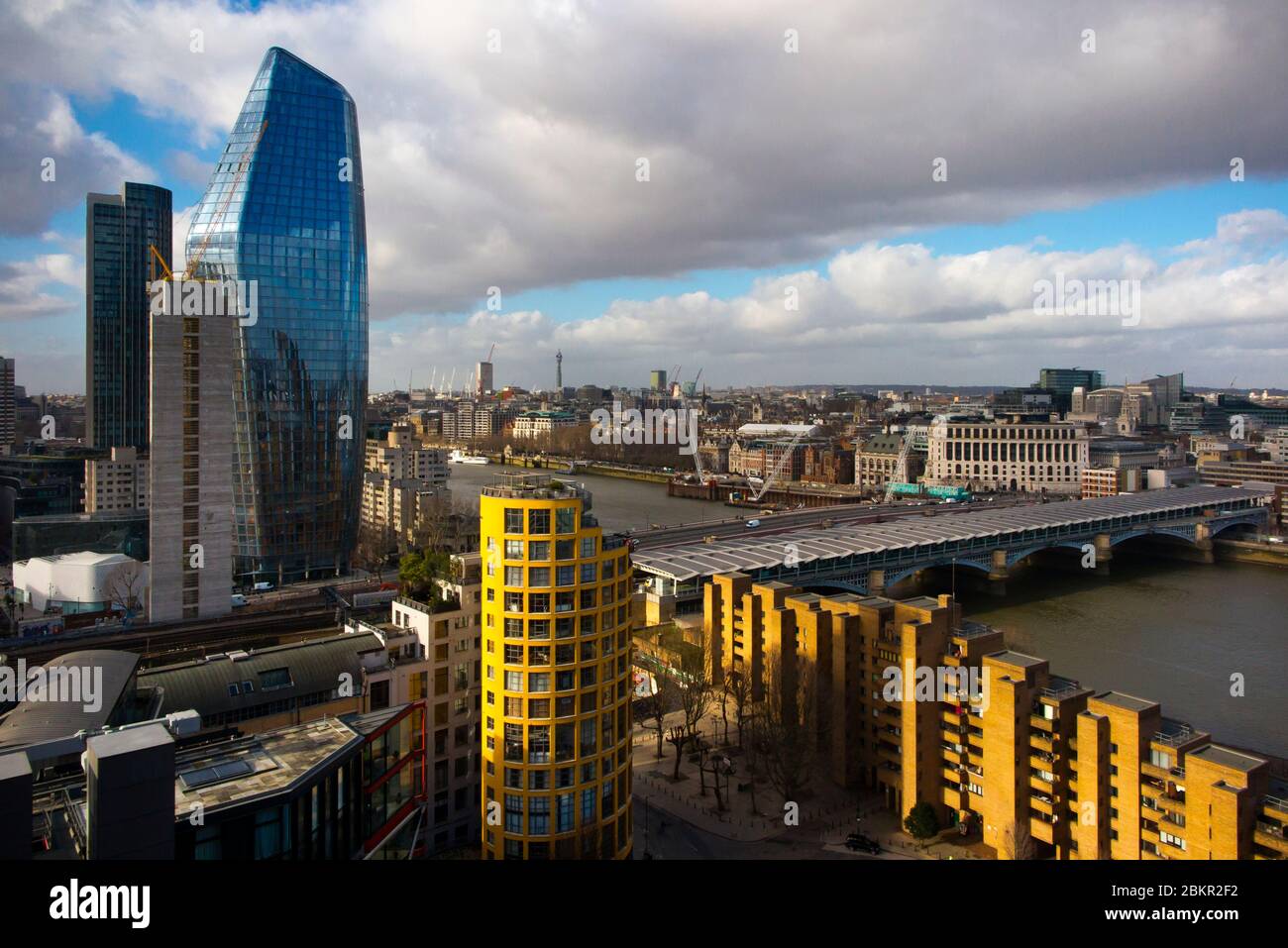 The London skyline showing the unusual shape of the One Blackfriars ...
