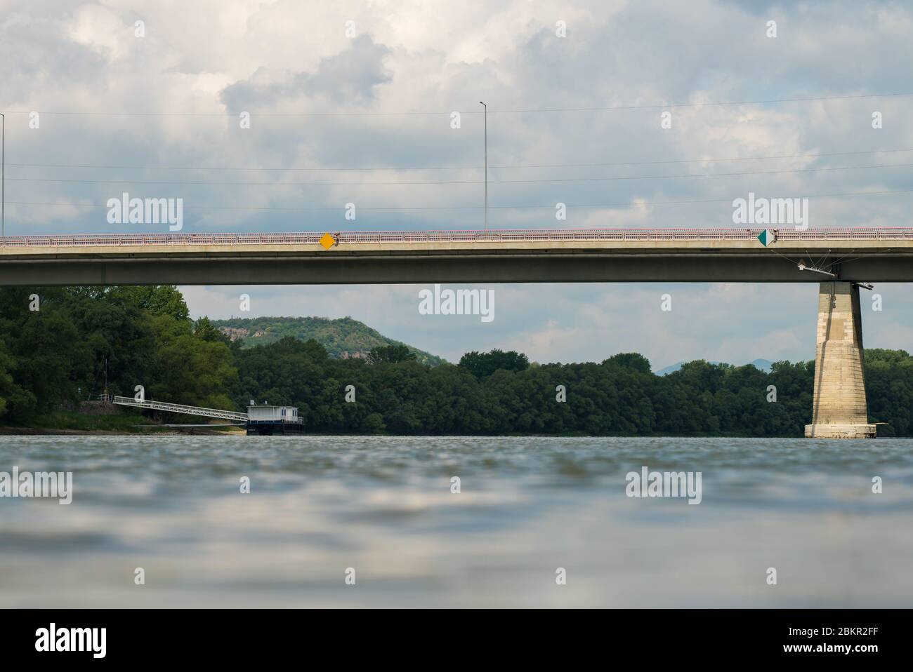 Tildy Zoltan Bridge between Tahi and Tahitorfalu, over the Danube River ...