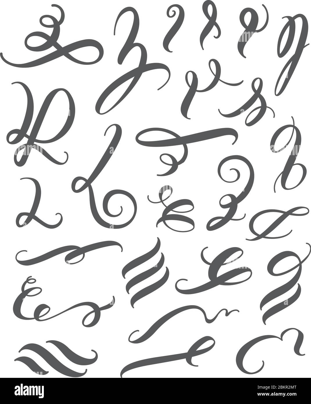 Set of calligraphy design elements vector. Hand written brush. Use for ...