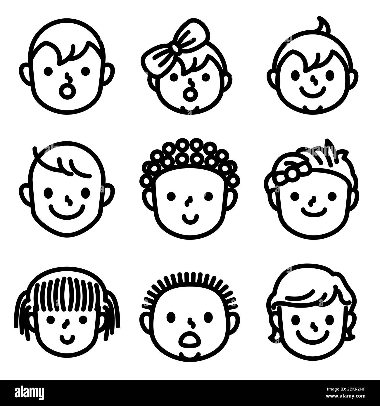 Kid avatar icon set - Vector. Boys and girls Stock Vector Image & Art ...