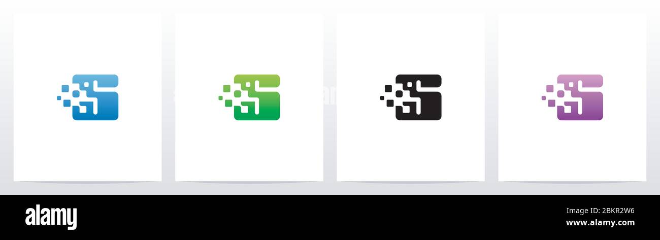 Rounded Edge Pixel Eroded Letter Logo Design S Stock Vector Image & Art ...
