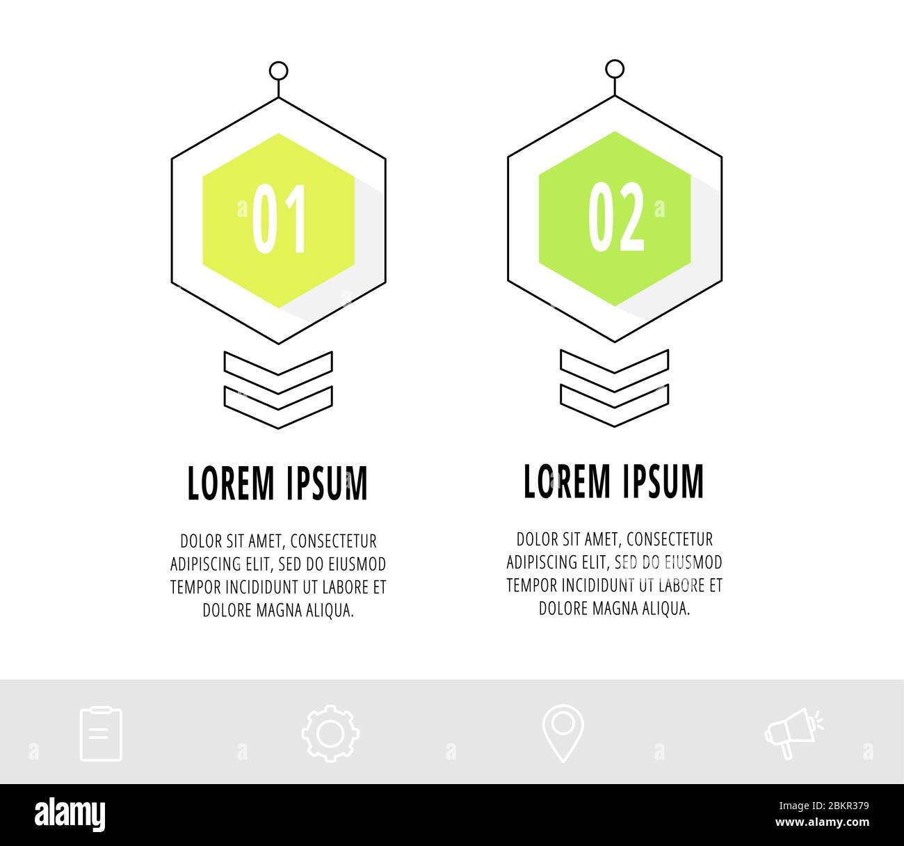 Hexagon infographic design template with 2 options and icons. Vector ...