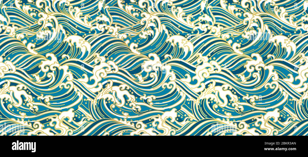 Japanese traditional seamless background with golden line Stock Vector ...