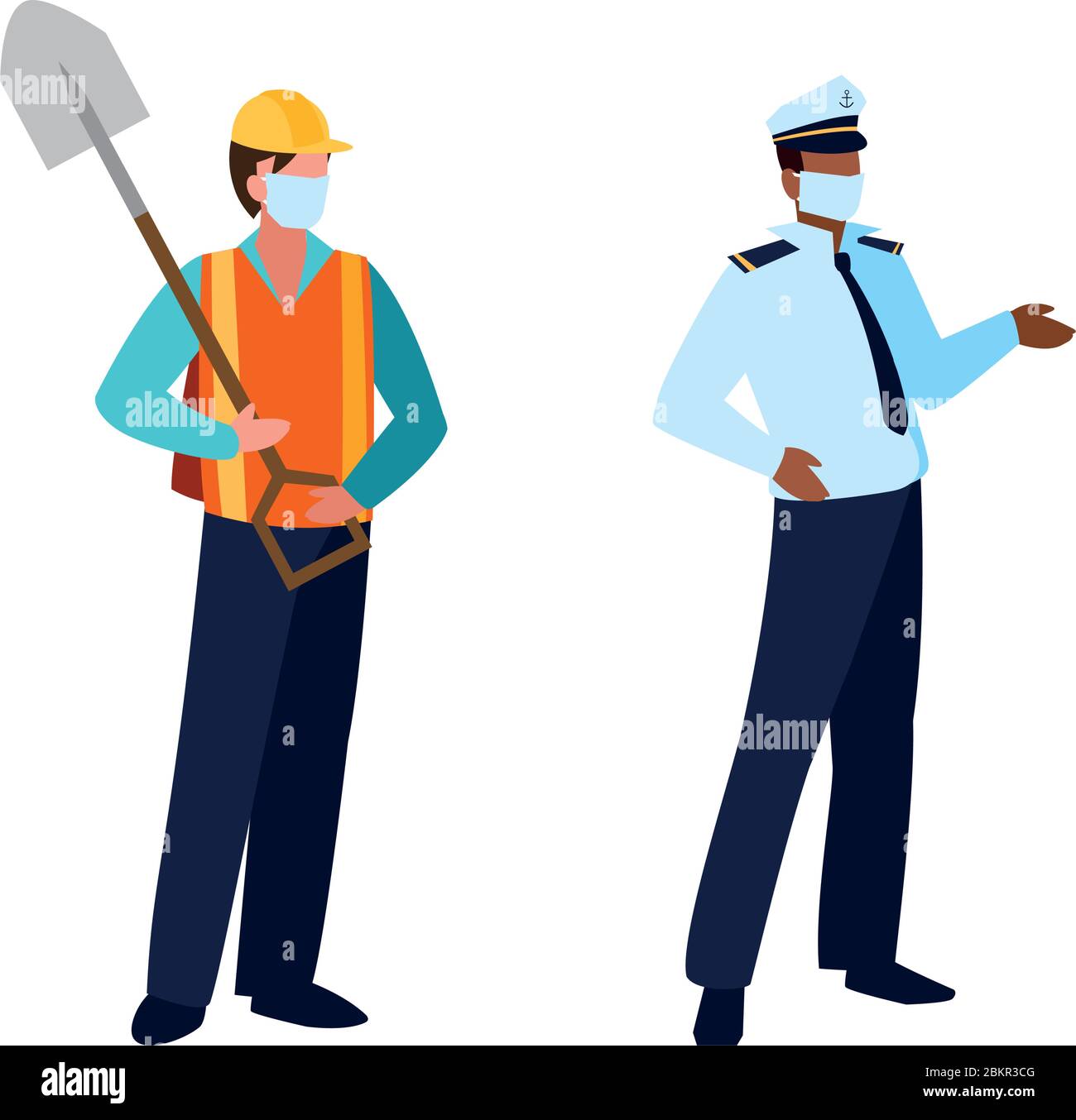 professional men wearing face mask vector illustration design Stock ...