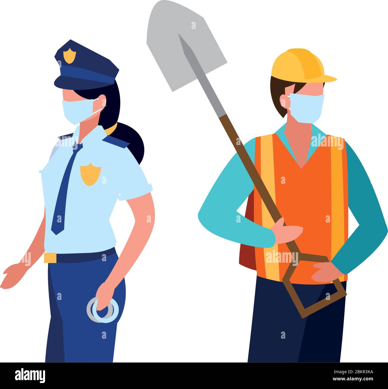 professional couple wearing face mask vector illustration design Stock ...