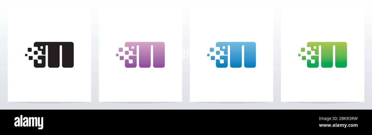 Rounded Edge Pixel Eroded Letter Logo Design M Stock Vector Image & Art ...