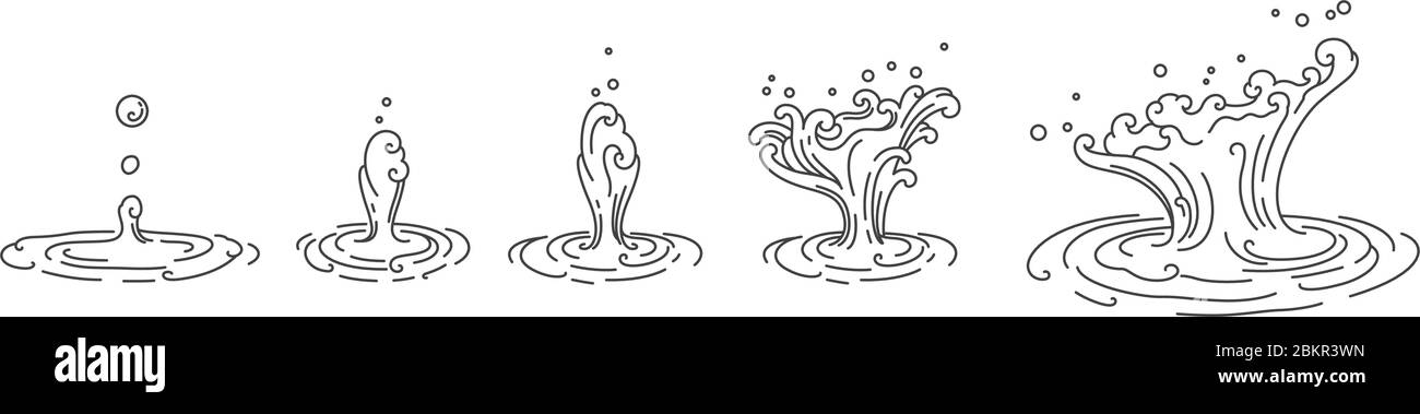 Water droplet single line stroke. Asian style isolated on white ...