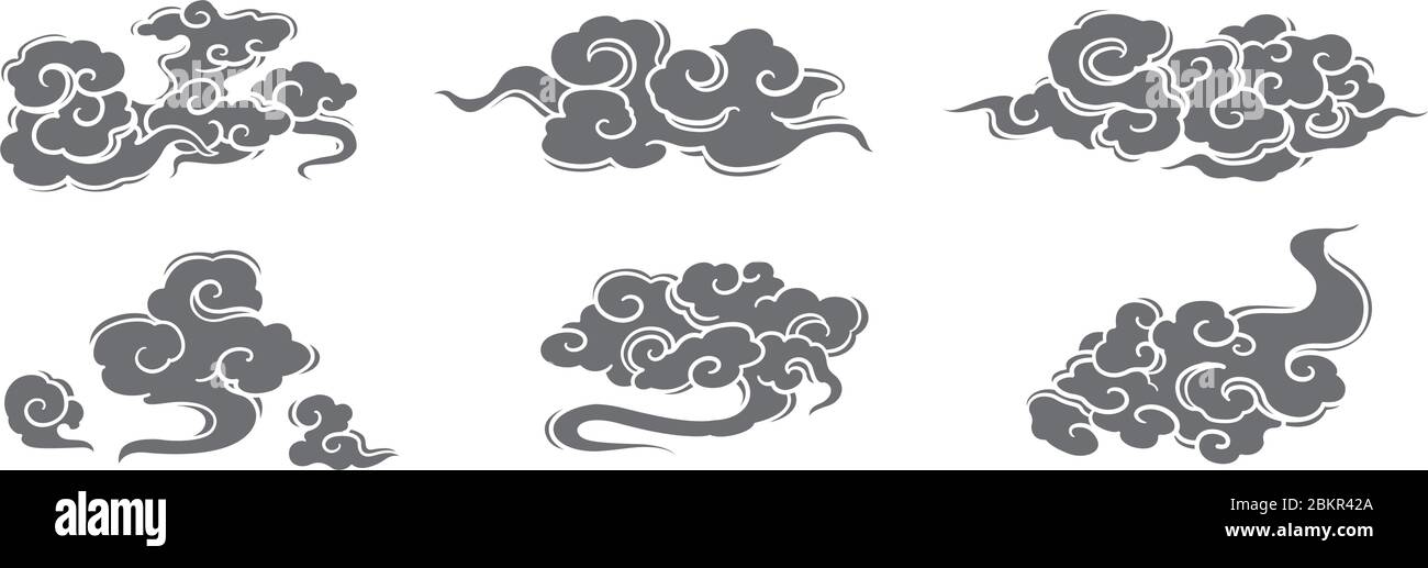 Cloud vector set. Thai, Japanese styles. Use for Chinese New Year, Mid ...