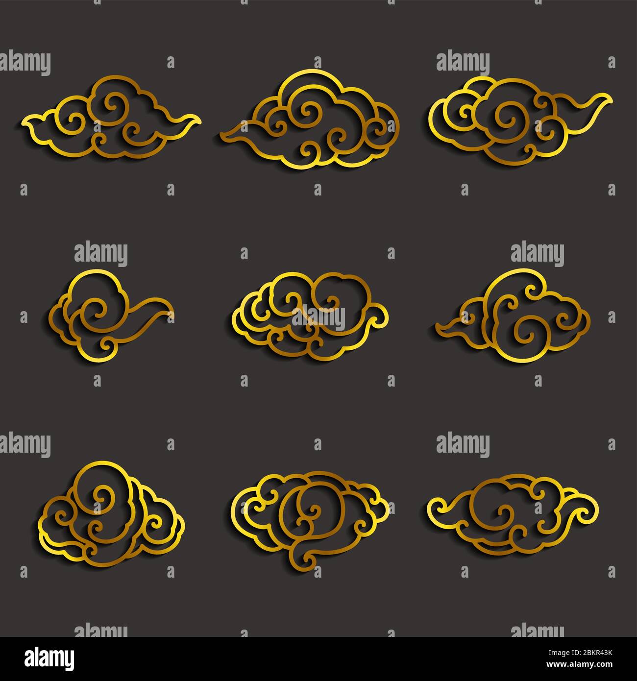 Set of golden clouds single line stroke vector Stock Vector Image & Art ...