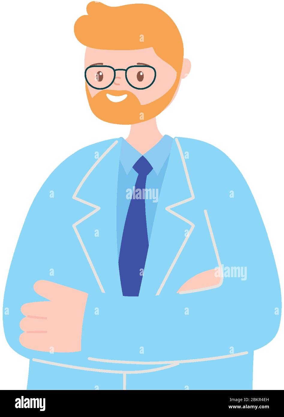 doctor professional character male beard with coat isolated design ...
