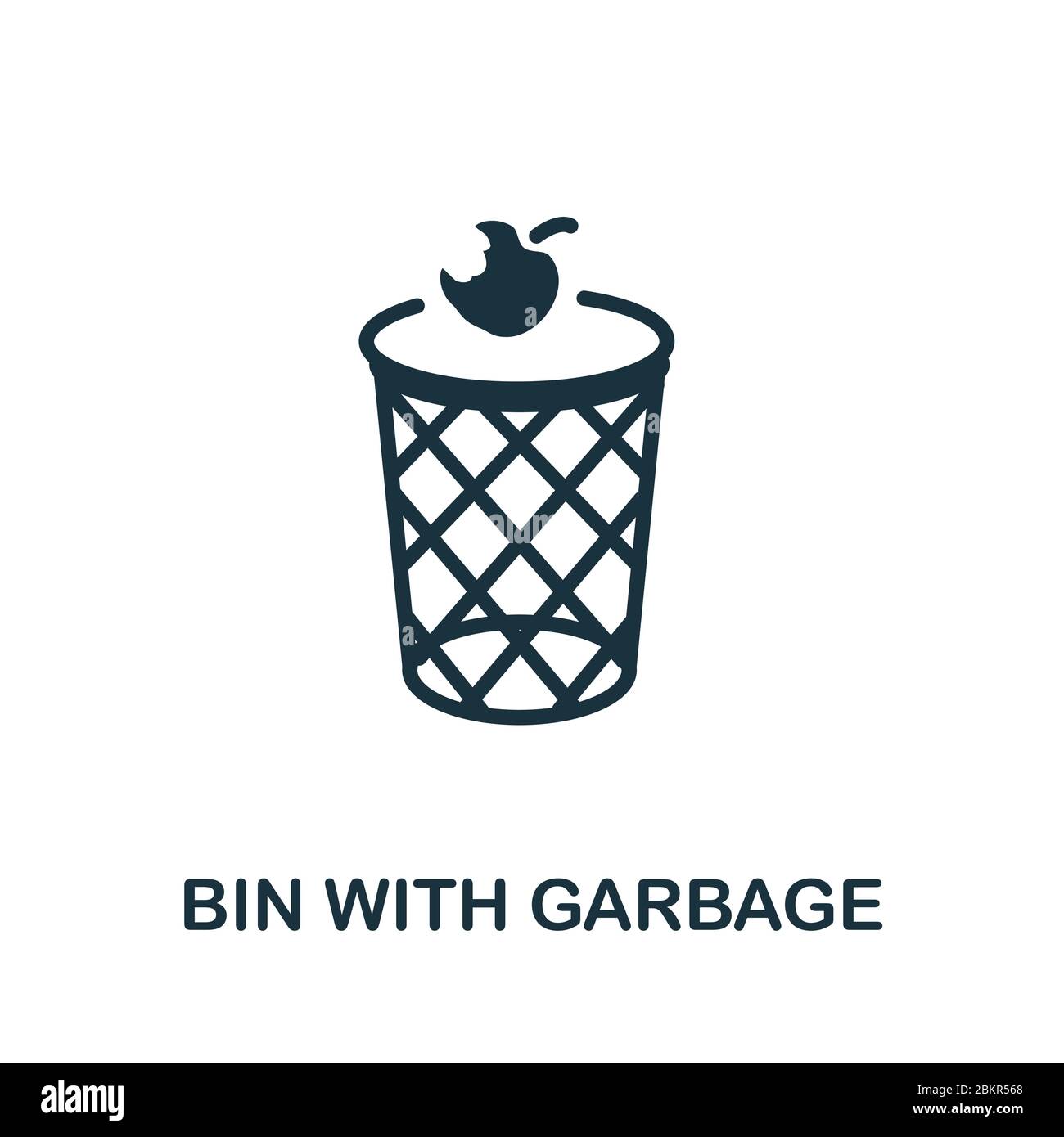 Bin With Garbage icon. Simple illustration from recycling collection ...