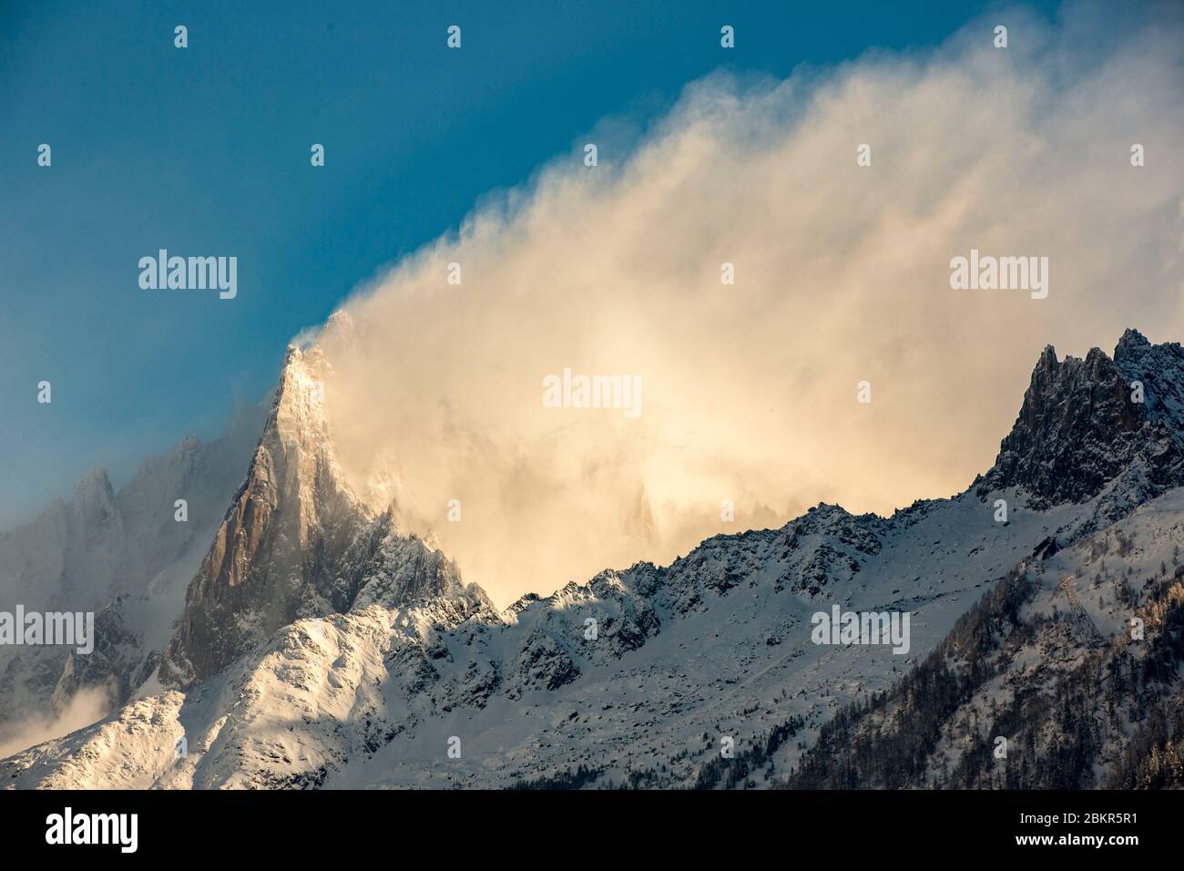 France, Haute Savoie, Chamonix Mont Blanc, Mont Blanc massif, Les Drus ...