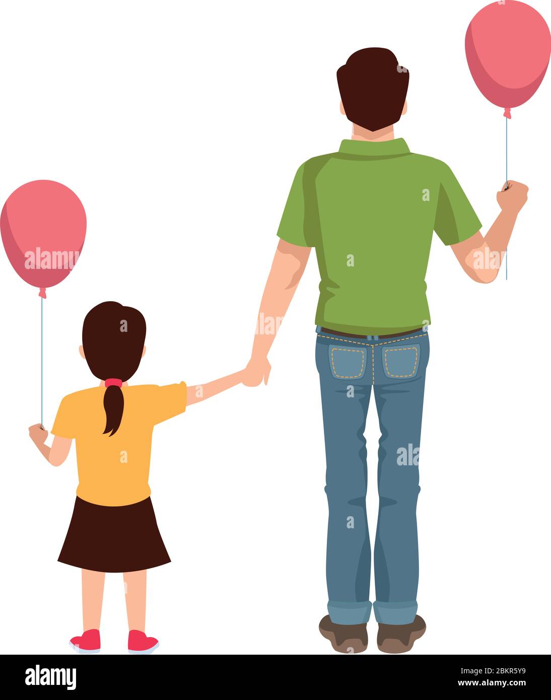 dear father with balloon helium and daughter Stock Vector Image & Art ...