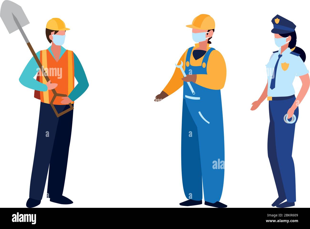 professional people wearing face mask vector illustration design Stock ...