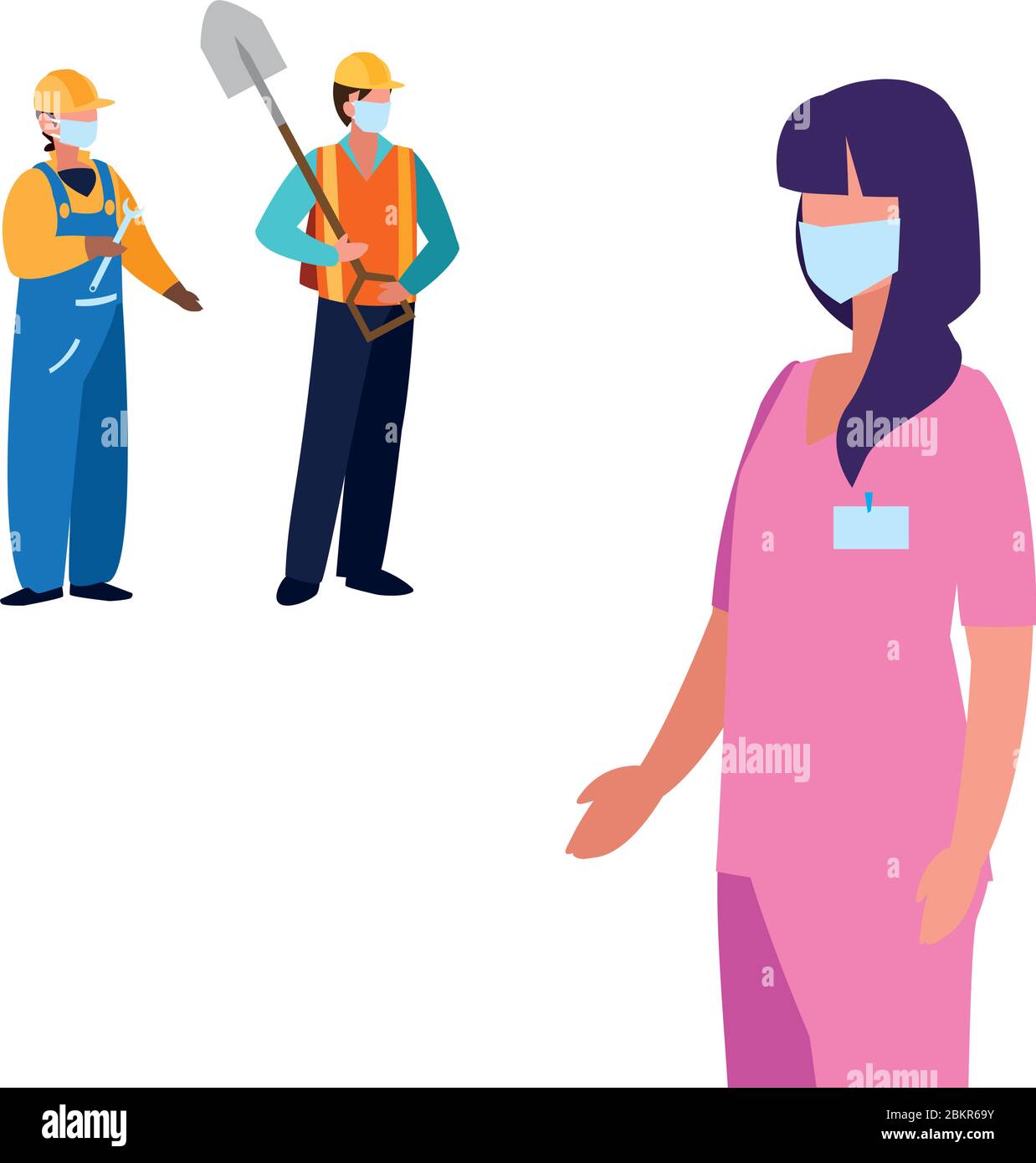 professional people wearing face mask vector illustration design Stock ...