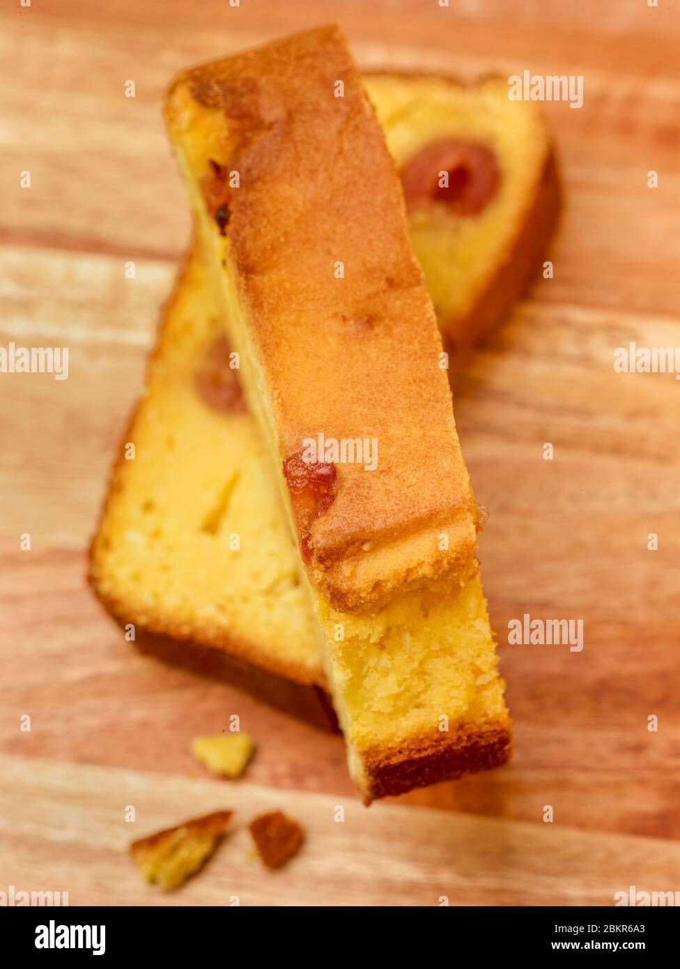 Slices of cornbread made with cherries, food still-life Stock Photo - Alamy