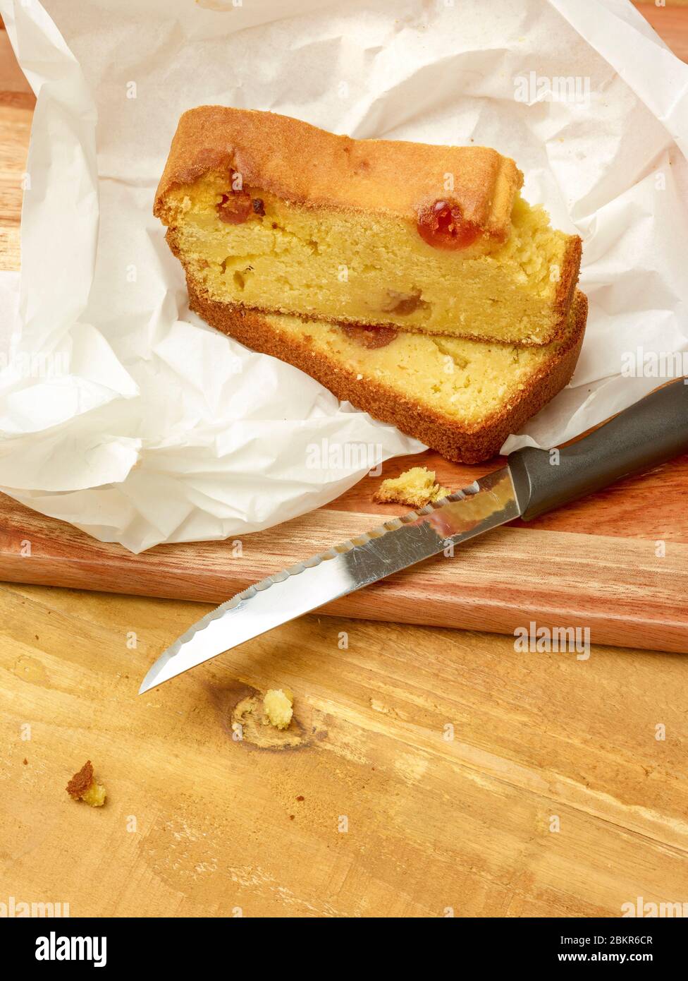 Slices of cornbread made with cherries, food still-life Stock Photo - Alamy