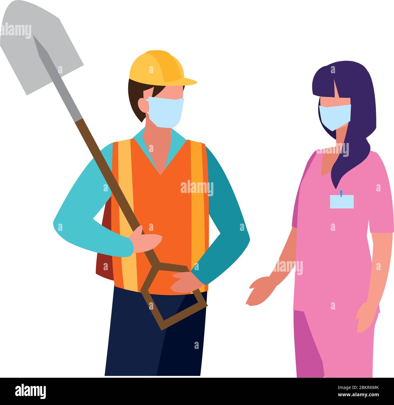 professional couple wearing face mask vector illustration design Stock ...
