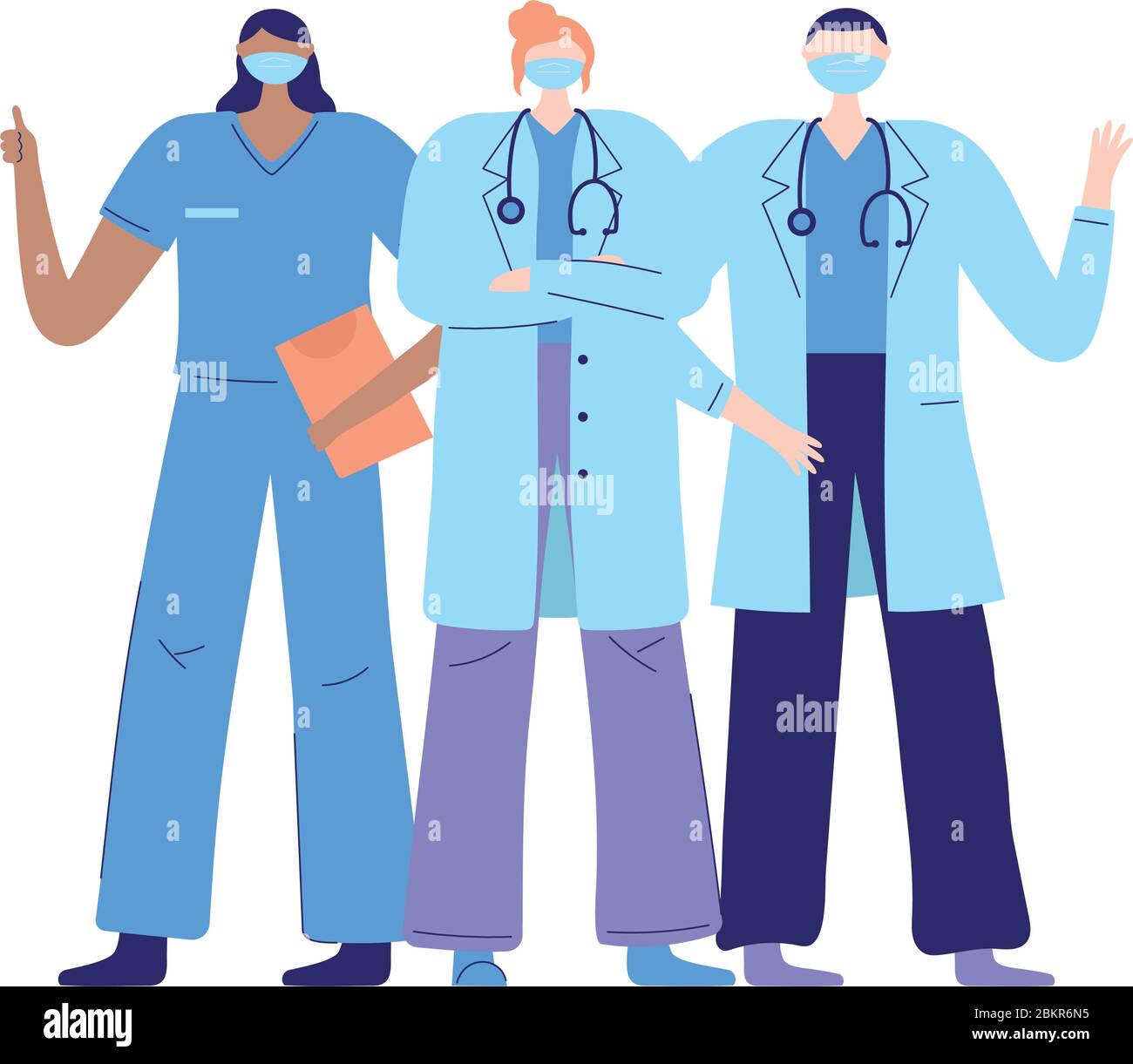 thanks doctors nurses, physicians community medical staff vector ...