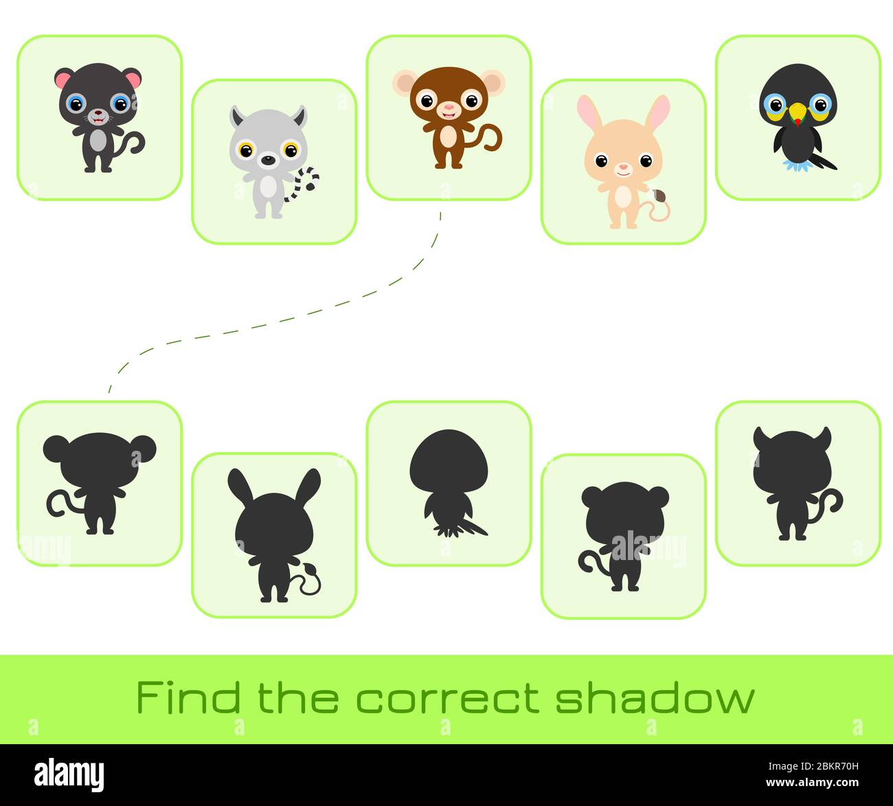Clip cards game template find correct shadow. Matching game for ...