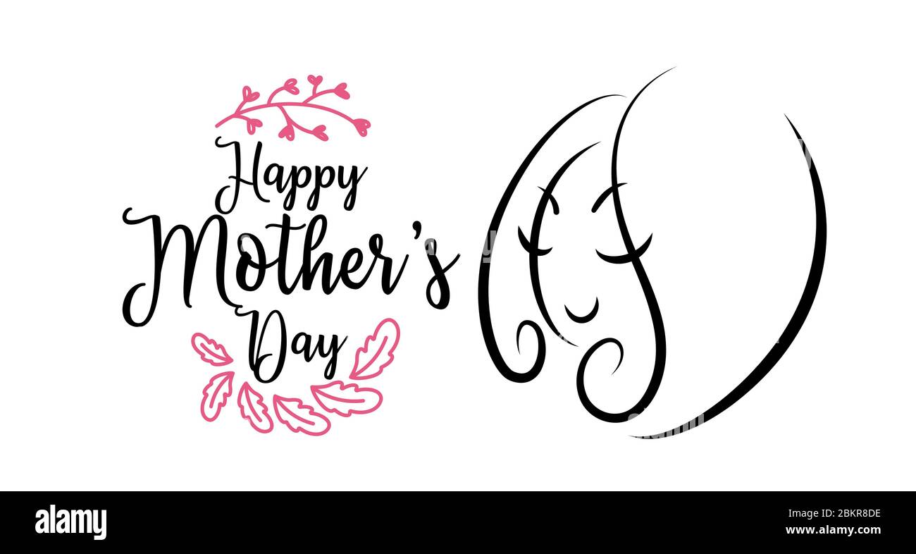 Happy Mothers Day Badge And Bundle Vector Design Line Shape Of Woman