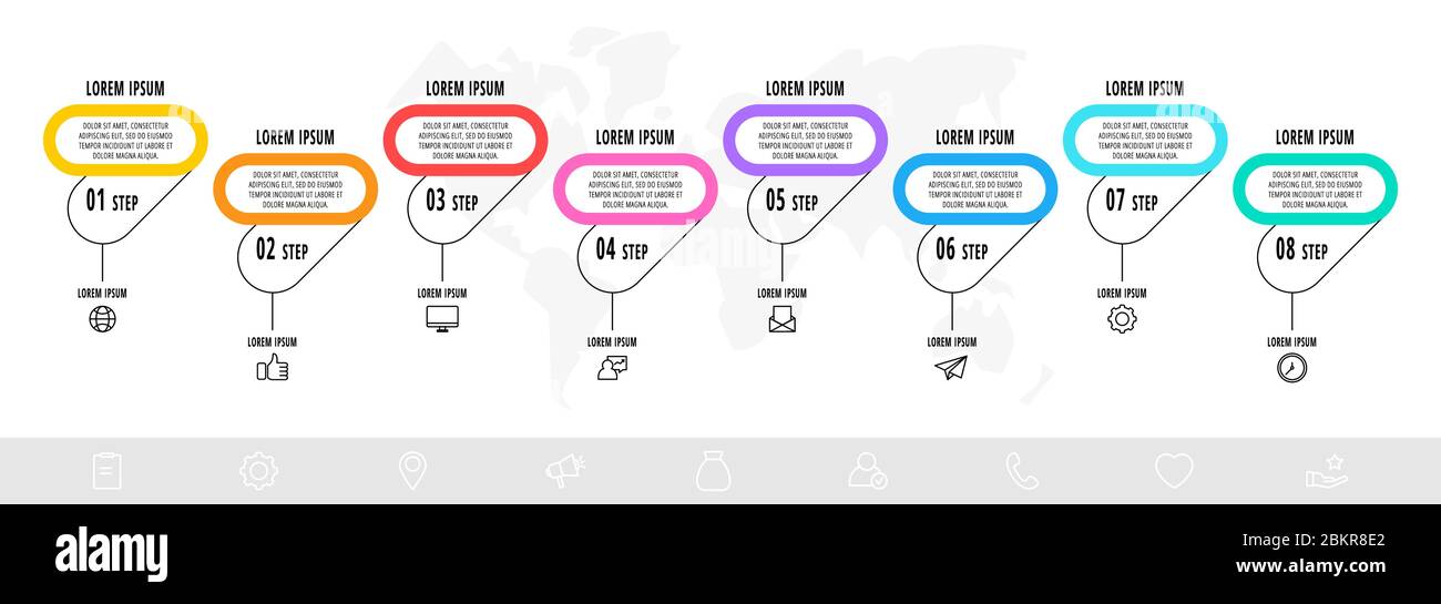 Vector infographics design template with 8 labels and icons. Vector ...