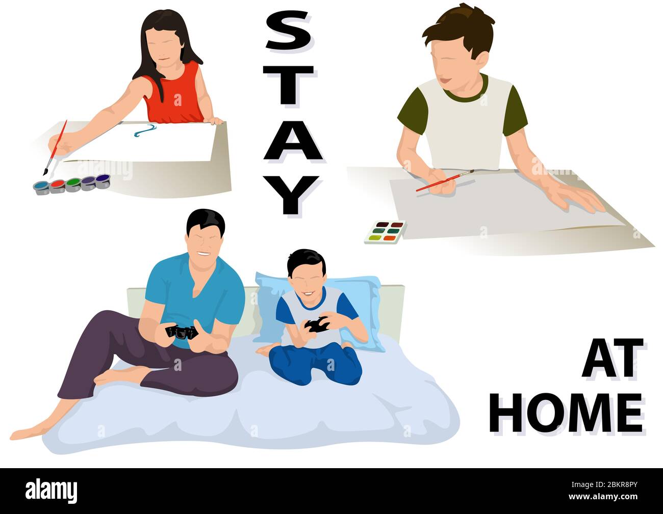 Drawing Illustration Stay at Home Stock Vector Image & Art - Alamy