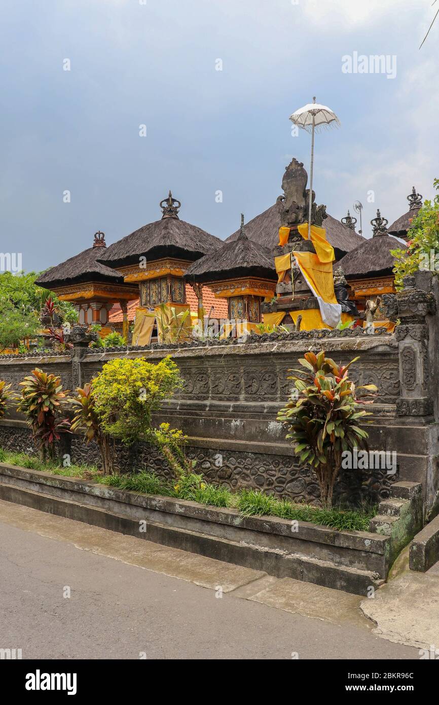Hindu temple in Bali, Indonesia. Ornamental wall around the temple of ...