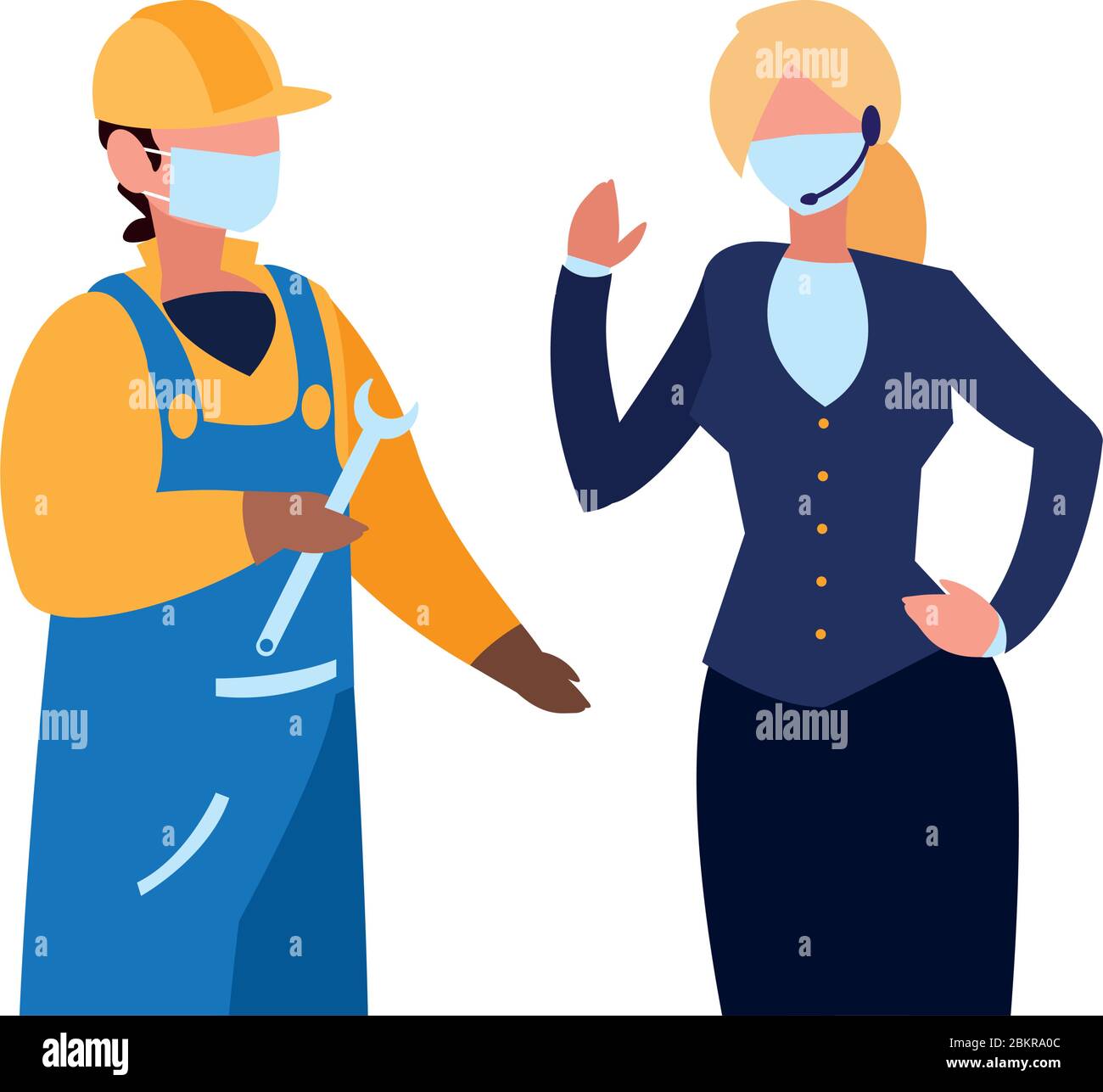 professional couple wearing face mask vector illustration design Stock ...