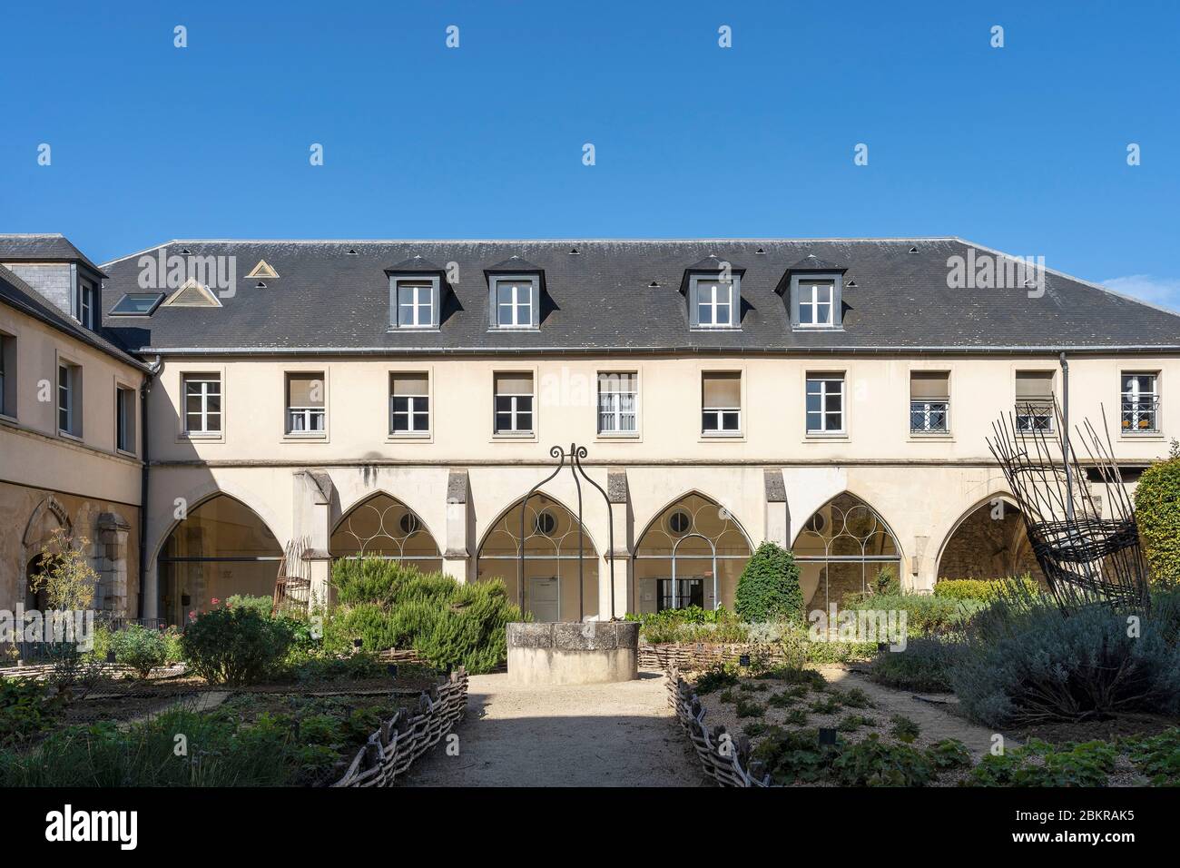France, Seine et Marne, Chelles, Chelles Town Hall, Cloister Garden ...