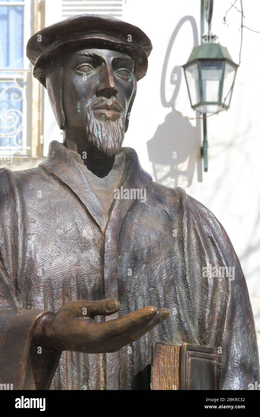 France, Loiret, Orleans, place Saint Pierre Empont, statue of Jean ...
