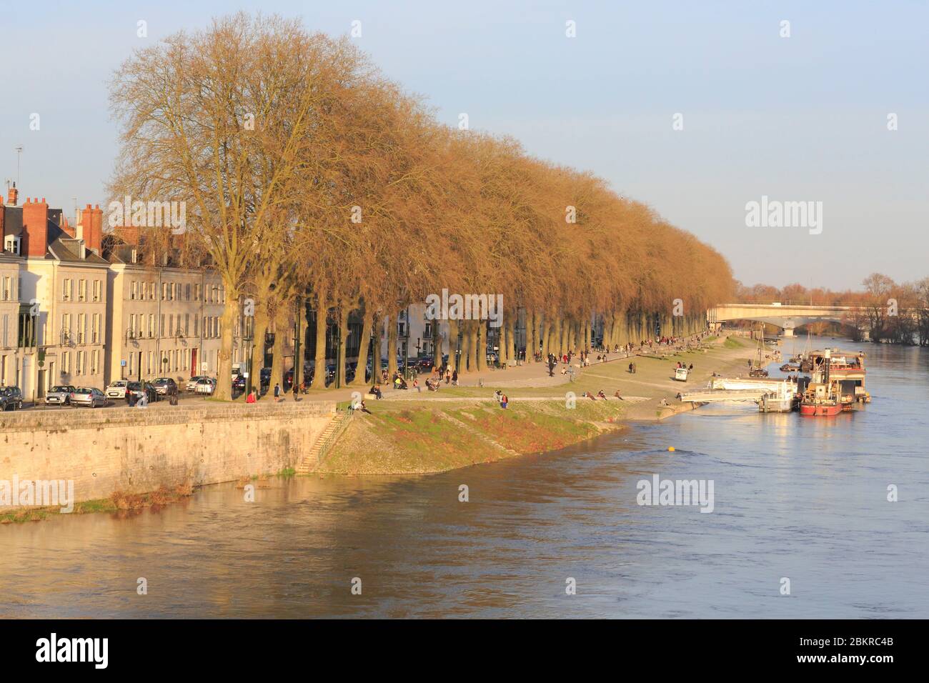 France, Loiret, Orleans, the Loire, quai du Chatelet with the Rene ...