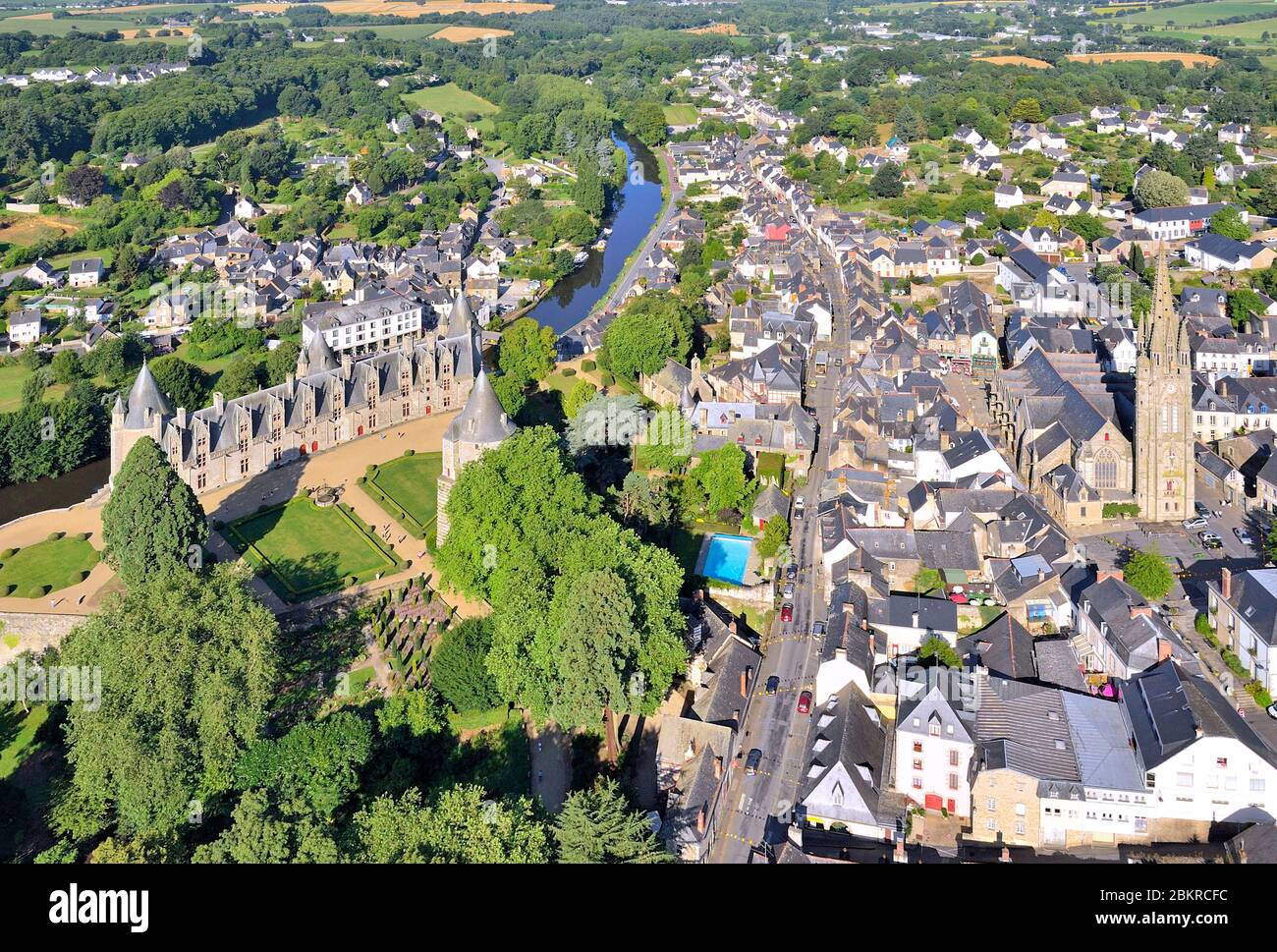France, Morbihan, Josselin, Josselin Castle, flamboyant gothic style ...