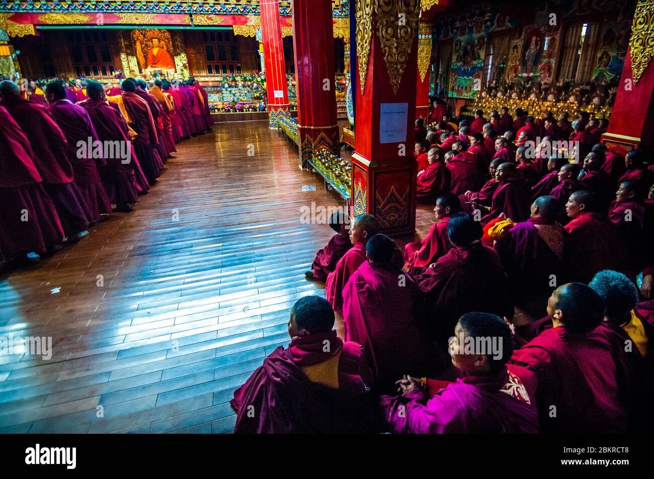 China, eastern Tibet, or Kham, Dzogchen monastery, ceremony in honor of ...