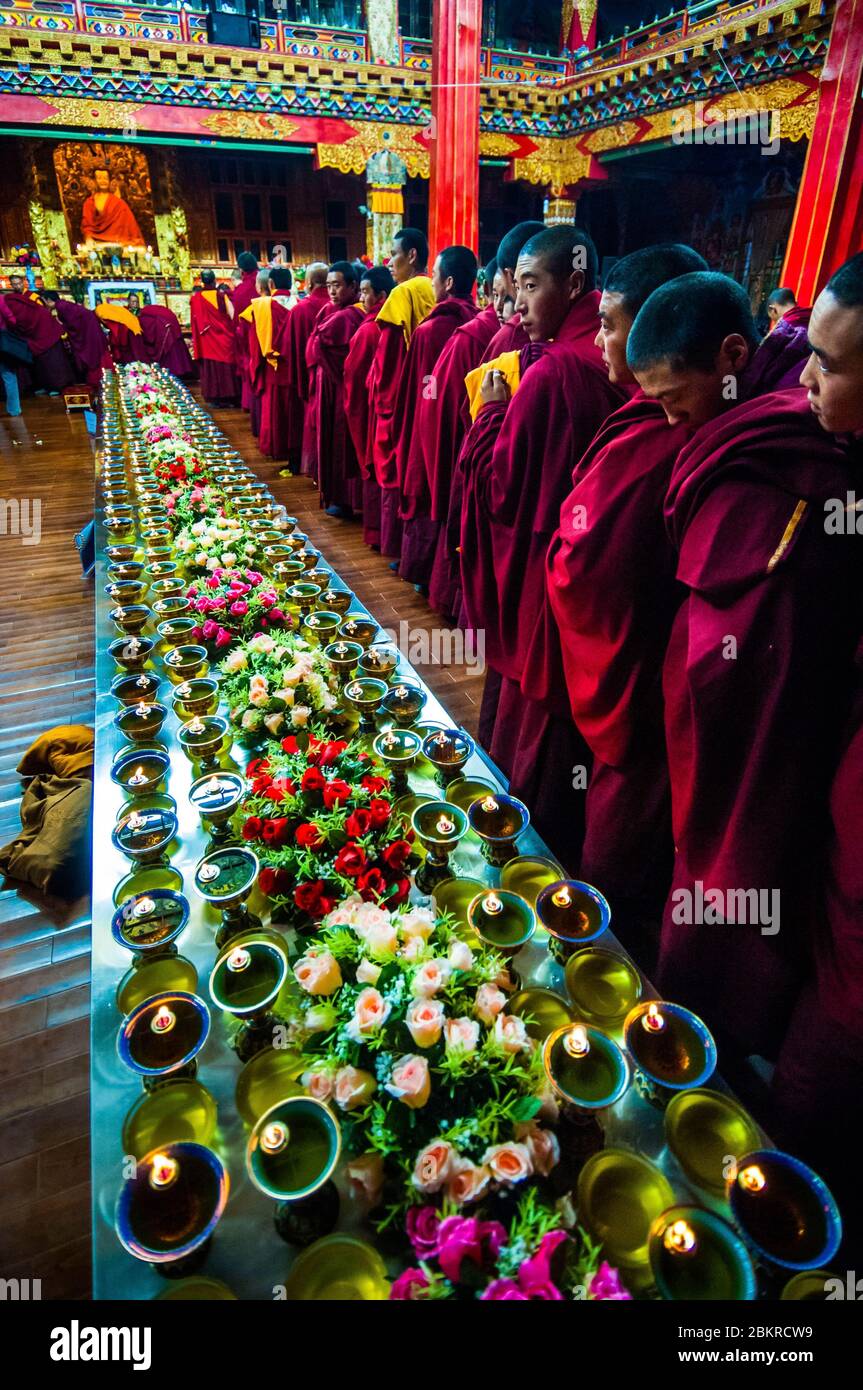China, eastern Tibet, or Kham, Dzogchen monastery, ceremony in honor of ...
